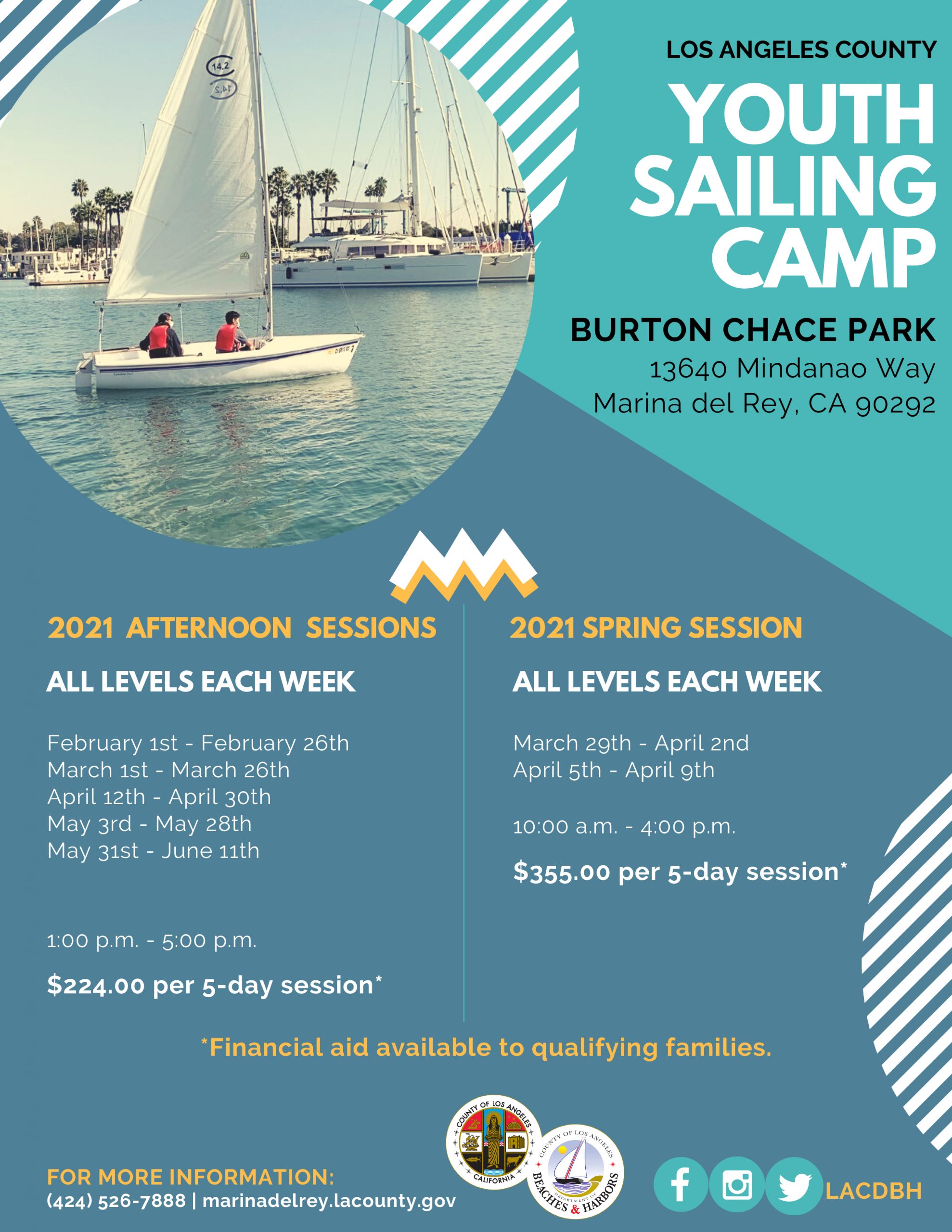 Youth Sailing Camp Combo Spring and Afternoon flyer – Beaches & Harbors
